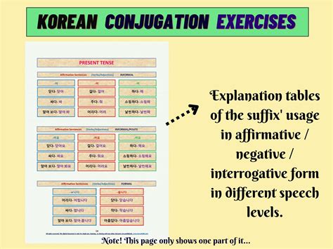 Korean Conjugation Exercise Tables Korean Conjugation Explanation