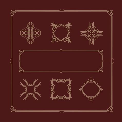 빈티지 프레임 테두리 및 요소 프리미엄 벡터