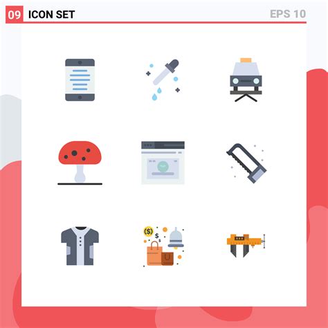 Moderno Conjunto De 9 9 Plano Colores Y Símbolos Tal Como Hora Página