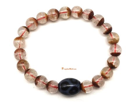 Mini Tortoise Shell Dzi With Phantom Quartz Bracelet Feng Shui Bracelet