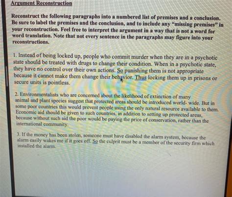 Solved Argument Reconstruction Reconstruct The Following