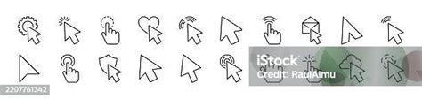 커서 라인 아이콘 컬렉션 편집 가능한 스트로크 인포그래픽 기사 서적 전단지 배너에 적합 가볍게 두드리기에 대한 스톡 벡터 아트 및 기타 이미지 Istock
