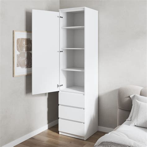 Шафа для одягу Vays пенал з полицями та шухлядами без ручок R 35 Білий купити онлайн на Rozetka