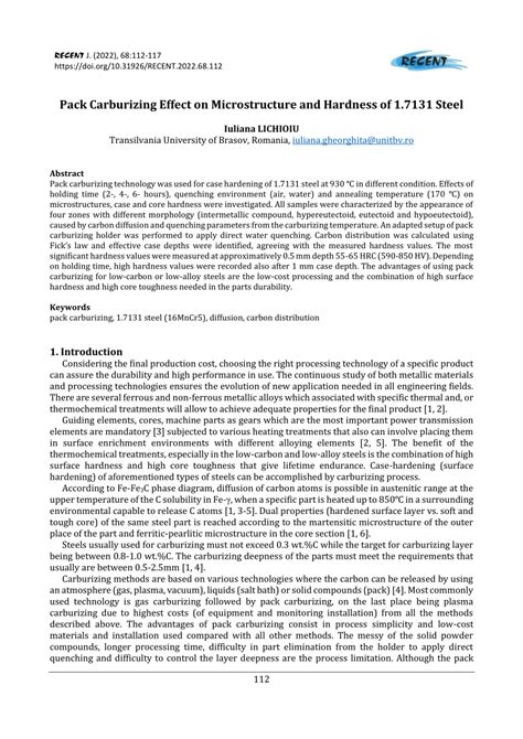 Pdf Pack Carburizing Effect On Microstructure And Hardness Of 1 7131