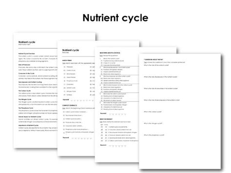 Nutrient Cycle Teaching Resources