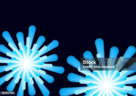 눈송이와 화려한 불꽃 놀이 휴일 포스터 휴일 엽서 새해에 대 한 어두운 배경 벡터 검은색에 대한 스톡 벡터 아트 및 기타 이미지 검은색 겨울 경례 Istock