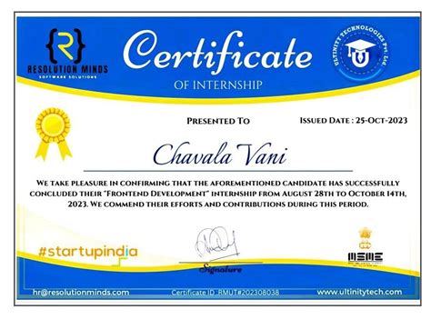chavala vani on linkedin we have successfully completed an internship frontend development from…