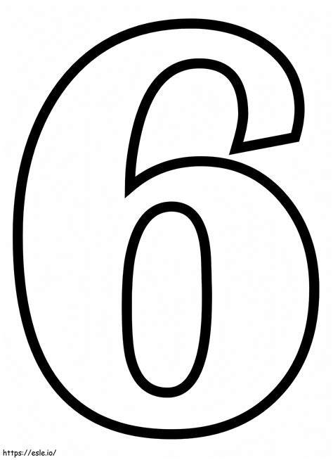 Simple Number 6 Coloring Page