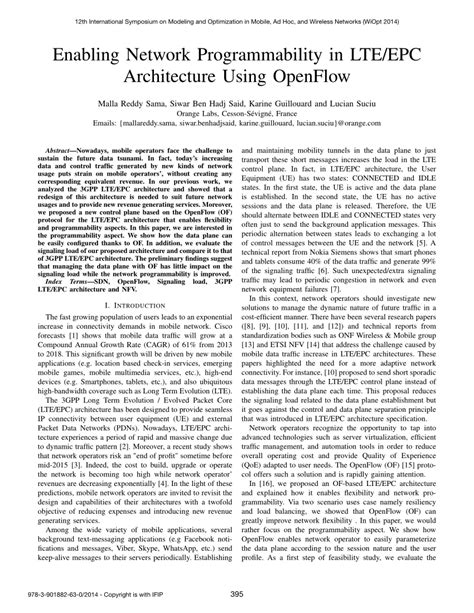 Pdf Enabling Network Programmability In Lteepc Architecture Using