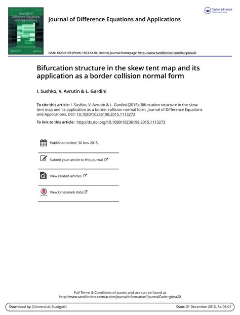 Pdf Bifurcation Structure In The Skew Tent Map And Its Application As