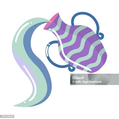 물 물병자리 조디악 기호 현대적인 스타일 다채로운 용기 0명에 대한 스톡 벡터 아트 및 기타 이미지 0명 귀여운 다중 색상 Istock