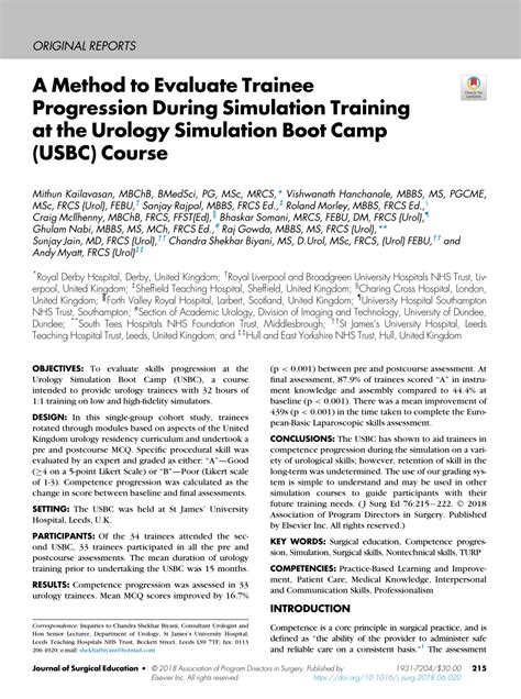 Pdf A Method To Evaluate Trainee Progression During Simulation Training At The Urology