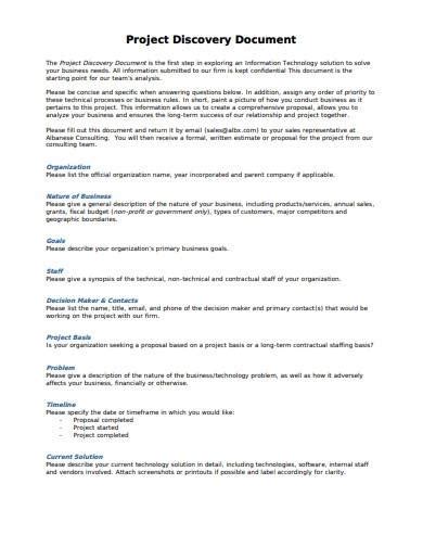 Free 10 Project Discovery Samples And Templates In Ms Word Pdf