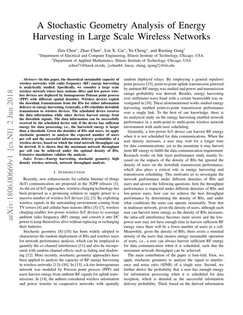 Pdf A Stochastic Geometry Analysis Of Energy Harvesting In Large Scale Wireless Networks