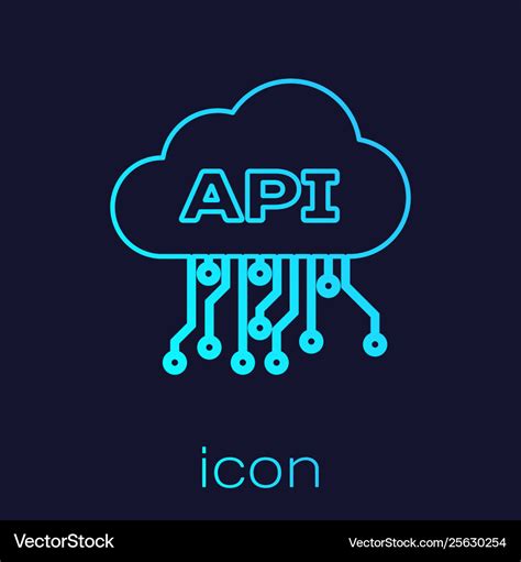 Turquoise Cloud Api Interface Line Icon Isolated Vector Image