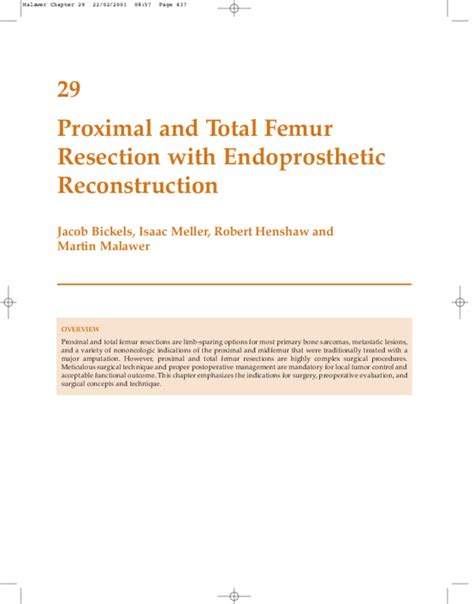 Pdf Proximal And Total Femur Resection With Endoprosthetic Reconstruction
