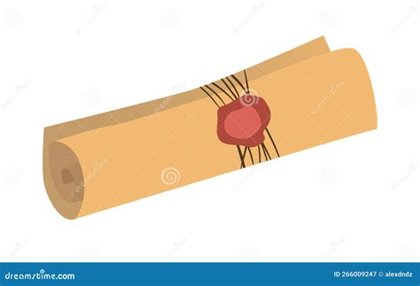 Antique Rolled Papyrus Scroll With Ribbon And Wax Seal Stock Vector Illustration Of Symbol