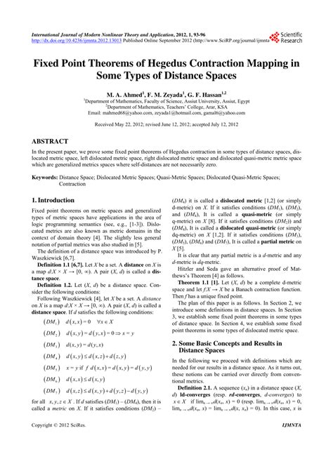 Pdf Fixed Point Theorems Of Hegedus Contraction Mapping In Some Types Of Distance Spaces