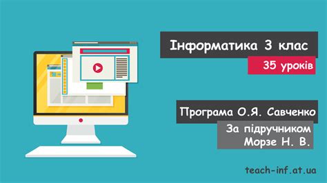 Інформатика 3 клас НУШ За підручником Морзе Н В 35 уроків 2020 рік 3 клас НУШ 3 клас