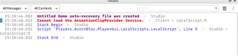 Cannot Load The Animationclipprovider Service Scripting Support