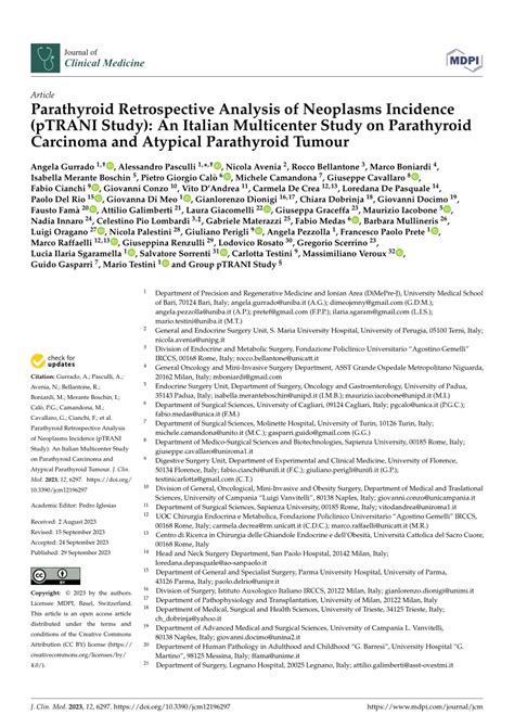 Pdf Parathyroid Retrospective Analysis Of Neoplasms Incidence Ptrani