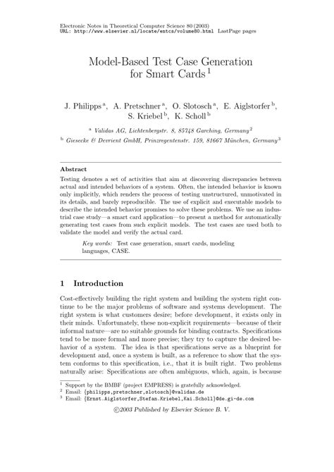 Pdf Model Based Test Case Generation For Smart Cards 1
