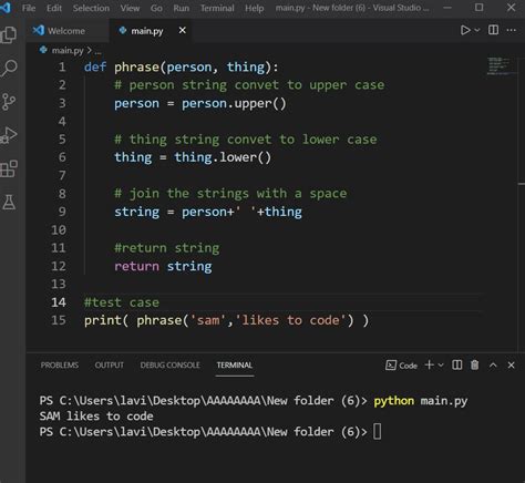 Solved Write The Function Phrase Person Thing To Return A String