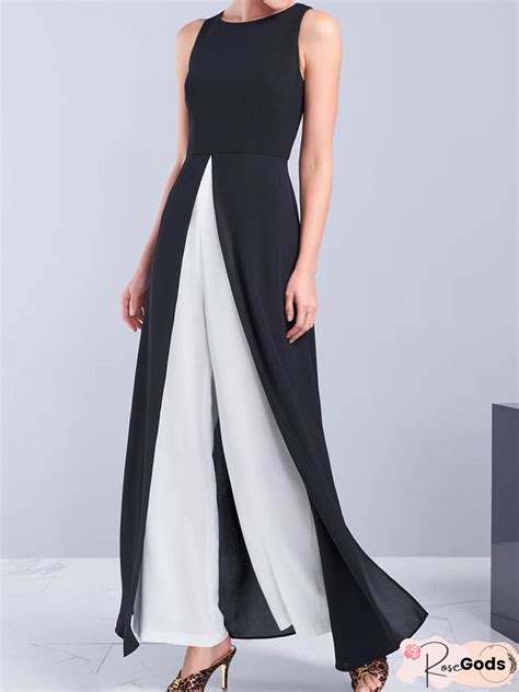 Sleeveless Body Shaping Black And White Contrast Dress Pants Suit