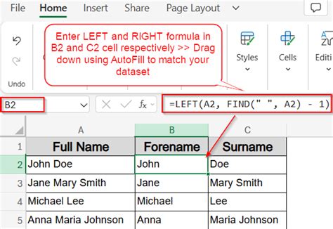 Separate First And Last Names With Space In Excel Formula Excel Insider