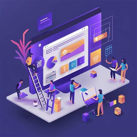 Ui And Ux Designer Isometric Composition Premium Ai Generated Image