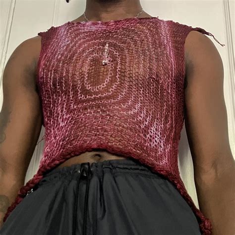 Wine Swirl Tank Top Machine Knitting Hand Sewn Depop