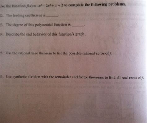 solved use the function f x x 3 2x 4 x 2 to