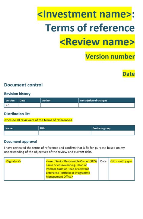 Term Of Reference Templates 8 Free Printable Word Excel And Pdf Formats Samples Examples