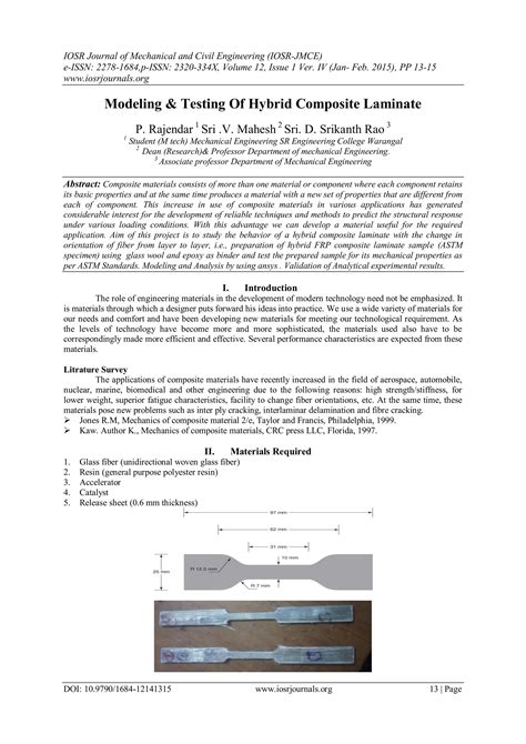 Modeling And Testing Of Hybrid Composite Laminate Pdf Geology Science
