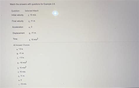 Match The Answers With Questions For Example Chegg Com