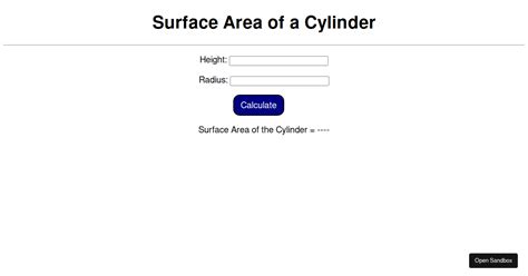 Surface Area Of A Cylinder Formula Functions Assignment Codesandbox