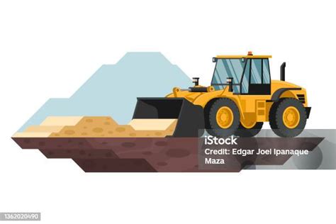 Front Loader Dalam Pekerjaan Konstruksi Dan Pertambangan Dengan Mesin Berat 3d Ilustrasi Stok