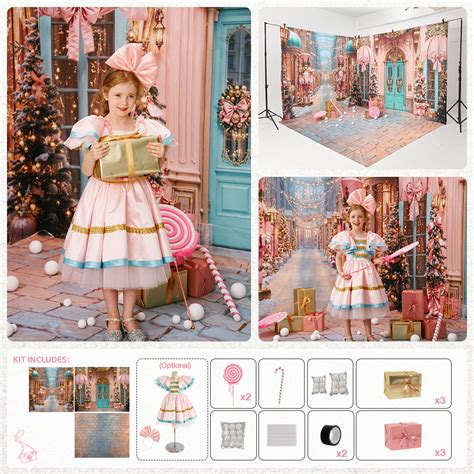 Kate Christmas Pink Candy Shop Room Set Photo Kit Photography Backdrop