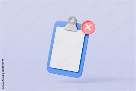 Illustration Stock 3d Blue Clipboard With Paper Notes With Cross Marks Wrong Choice Cancel
