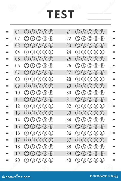 Template Of Test Sheet For Exam Stock Vector Illustration Of Isolated Evaluate 323054638