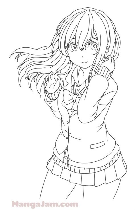 How To Draw Nishimiya Shouko From Koe No Katachi Manga Coloring Book Cute