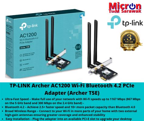 Tp Link Archer T E Ac Dual Band Wi Fi Bluetooth Pci Express Adapter