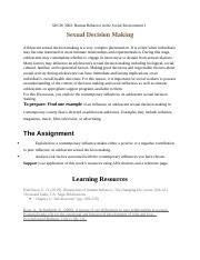 Sexual Decision Making Docx SOCW Human Behavior In The Social Environment I Sexual