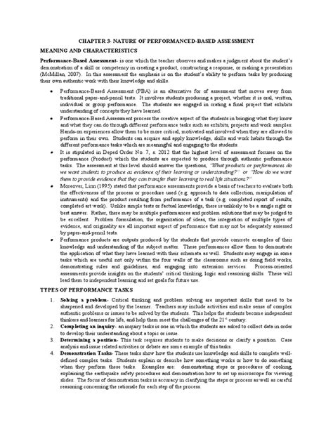 Chapter 3 Nature Of Performance Based Assessment Pdf