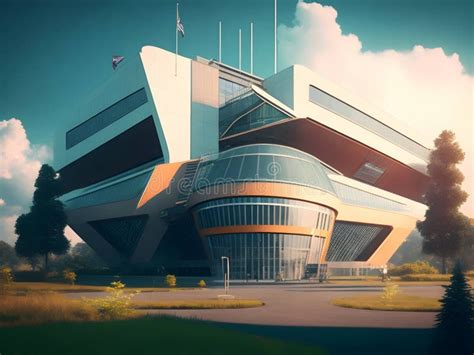 The Intersection Of Technology And Architecture Inspiring Technology Building Artwork Stock