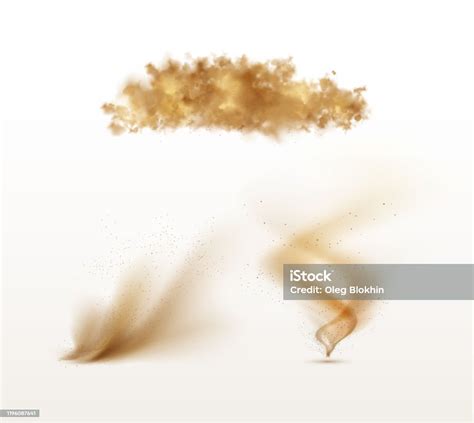 Set Badai Pasir Dan Tornado Terisolasi Objek Vektor Koleksi Bencana Alam Gurun Di Latar Belakang