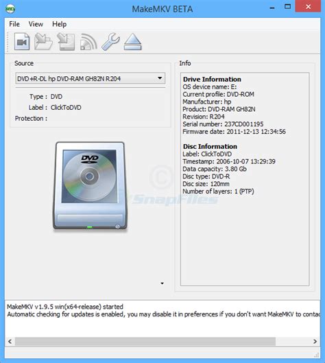MakeMKV Screenshot And Download At SnapFiles Com