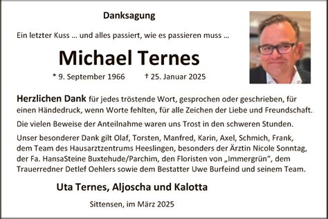 Traueranzeigen Von Michael Ternes Trauer Kreiszeitung De