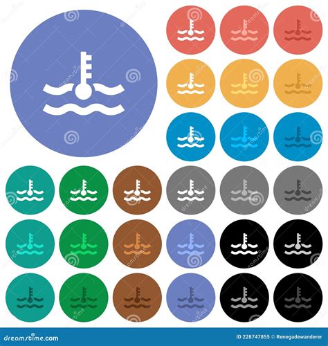Engine Coolant Temperature Indicator Round Flat Multi Colored Icons Stock Vector Illustration