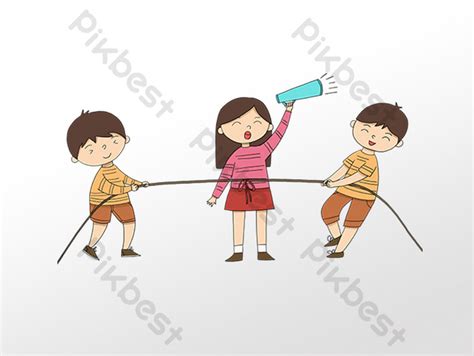 만화 학생 게임 줄다리기 일러스트 Png Psd 무료 다운로드 Pikbest